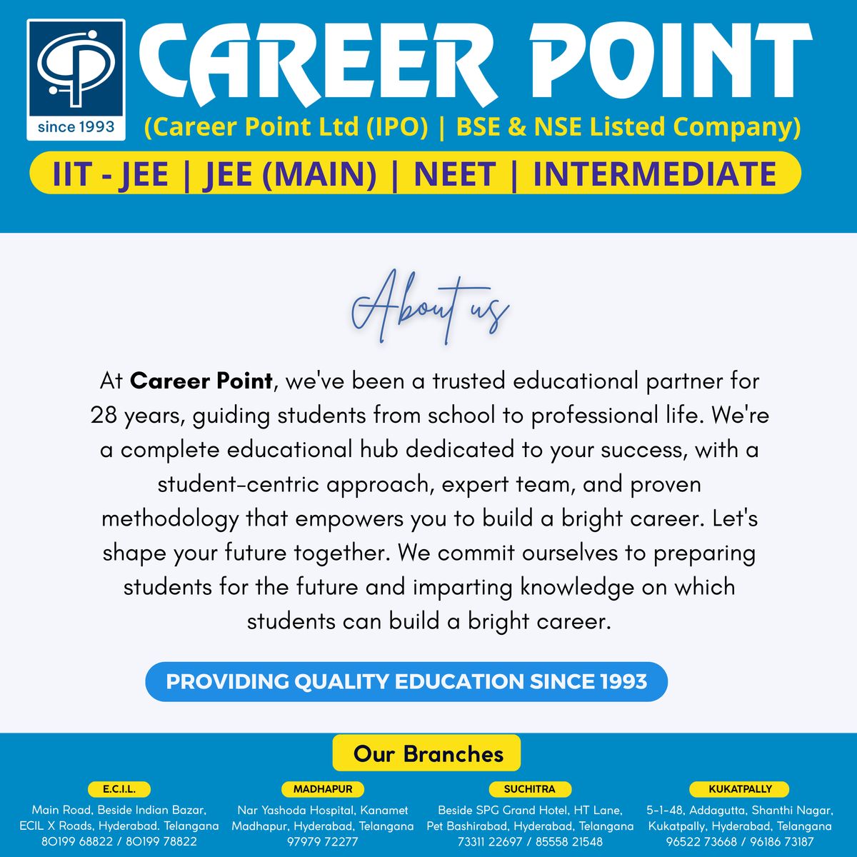 Career Point ECIL - Best IIT JEE Coaching Center - Kamala Nagar, Hyderabad